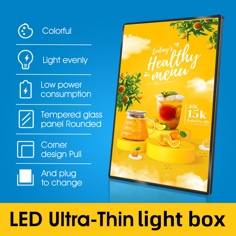 Size: 30" X 48" (75 cm*120 cm) Ultra-Thin LED Light Box Sign Black ...
